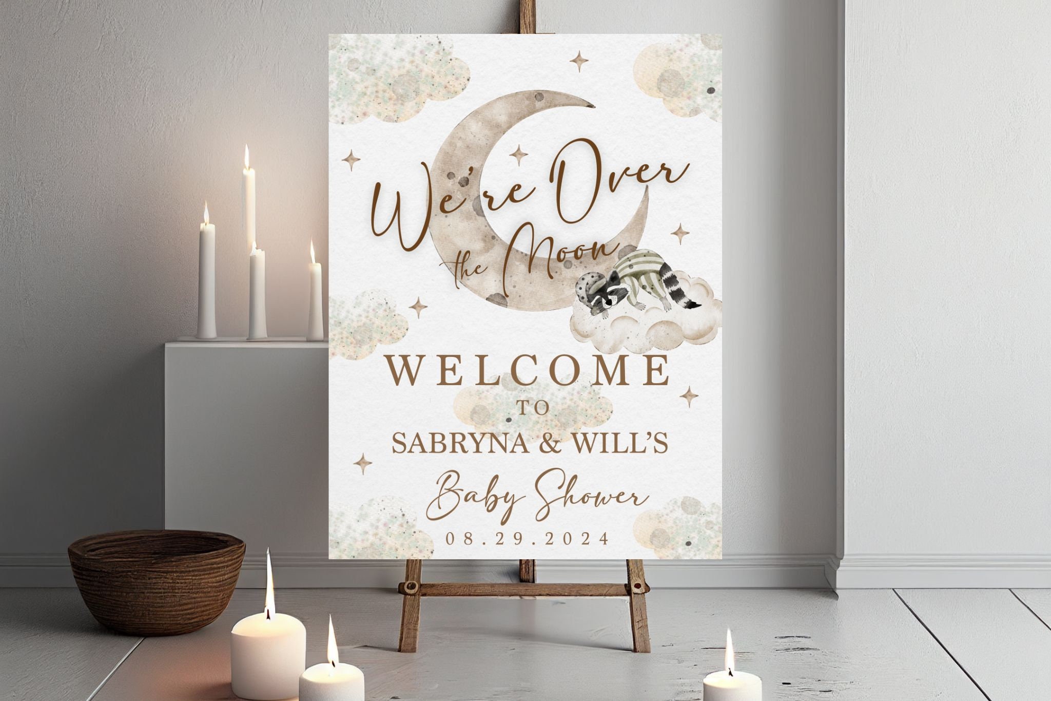 Baby Shower Welcome Sign Over the Moon Theme Custombaby Shower Welcome ...