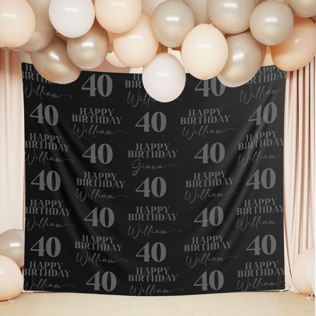 40th Birthday Party Backdrop Personalized 40th Birthday Backdrop Sign ...