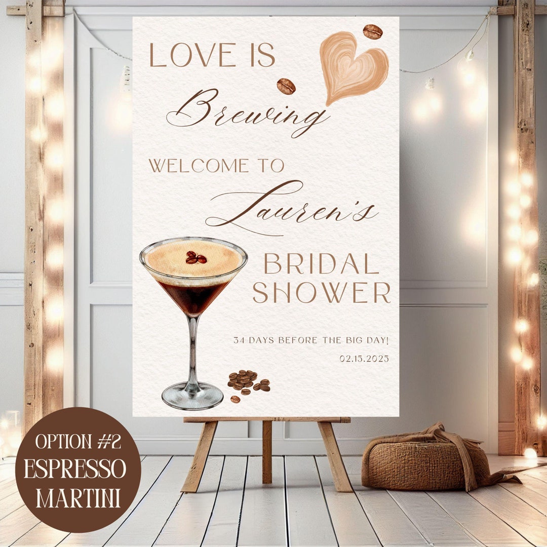 Love is Brewing Bridal Shower Welcome Sign Custom Bridal Shower Poster ...