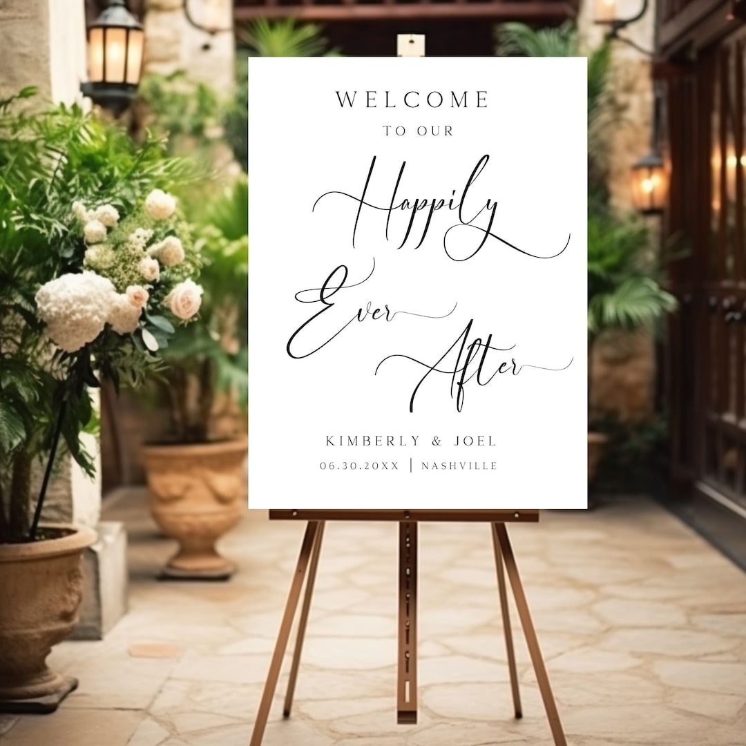 Wedding Welcome Sign Happily Ever After Custom Wedding Ceremony ...