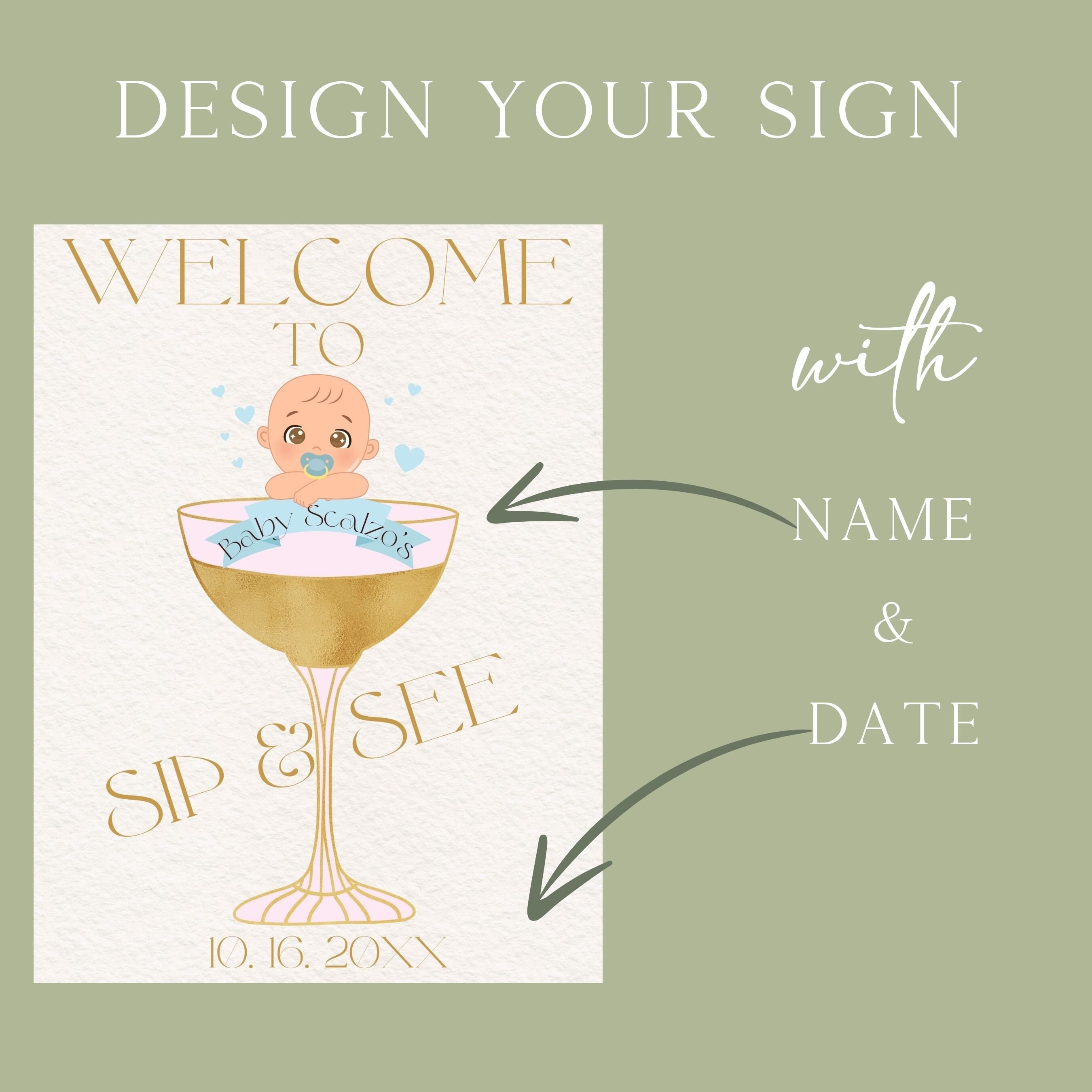 Sip and See Welcome Sign Sip & See Party Sign Baby Girl Shower Party ...