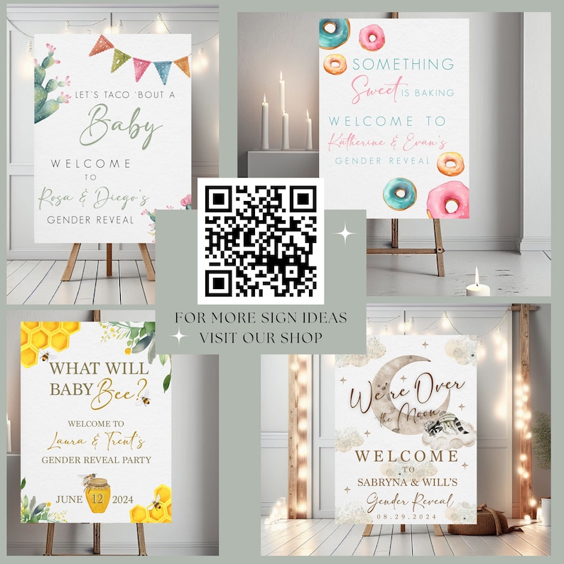 Gender Reveal Welcome Sign Boho Gender Reveal Party Sign Gender Reveal ...