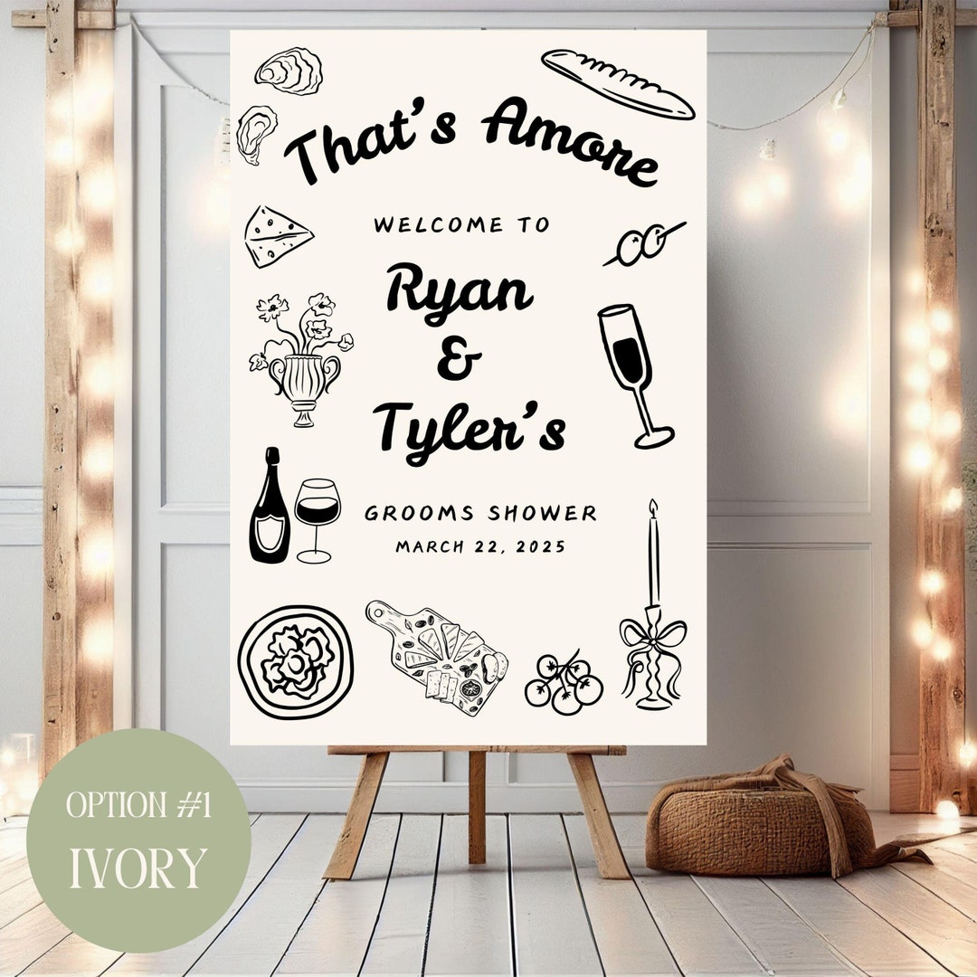 Grooms Shower Brunch Welcome Sign Thats Amore Custom Groom Shower Sign ...
