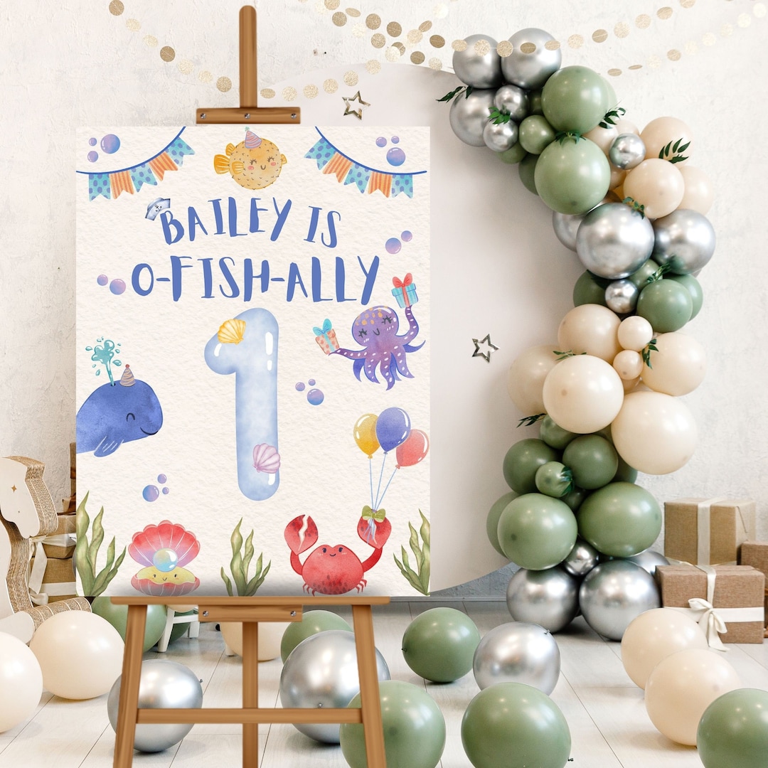 Ocean Theme Kids Birthday Party Sign Child Birthday Party Welcome Sign ...