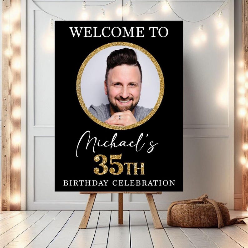 Custom Birthday Photo Welcome Sign Birthday Celebration Sign Birthday ...