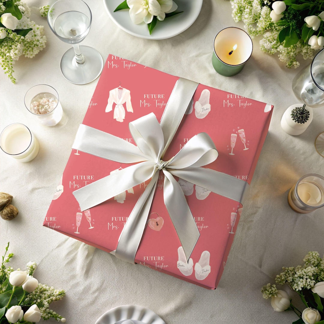 Bridal Shower Wrapping Paper Personalized Bridal Shower Gift Wrap ...