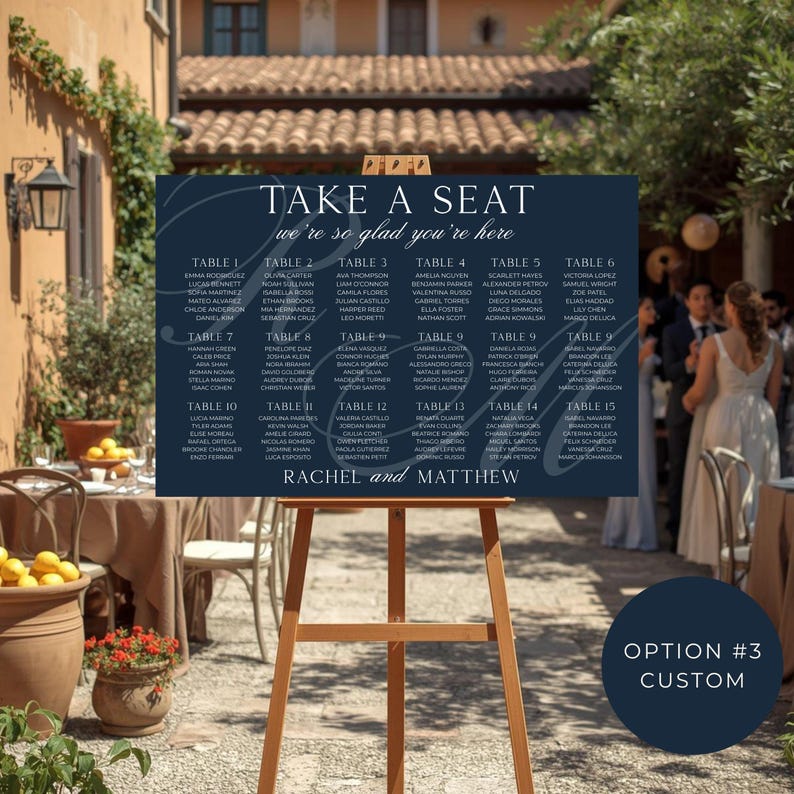 Elegant Initial Wedding Seating Chart Sign, Custom Monogram Seating ...