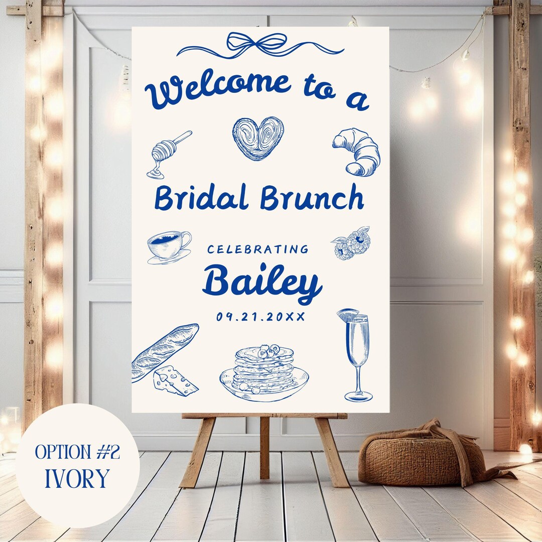Bridal Shower Brunch Welcome Sign Custom Bridal Shower Sign French ...