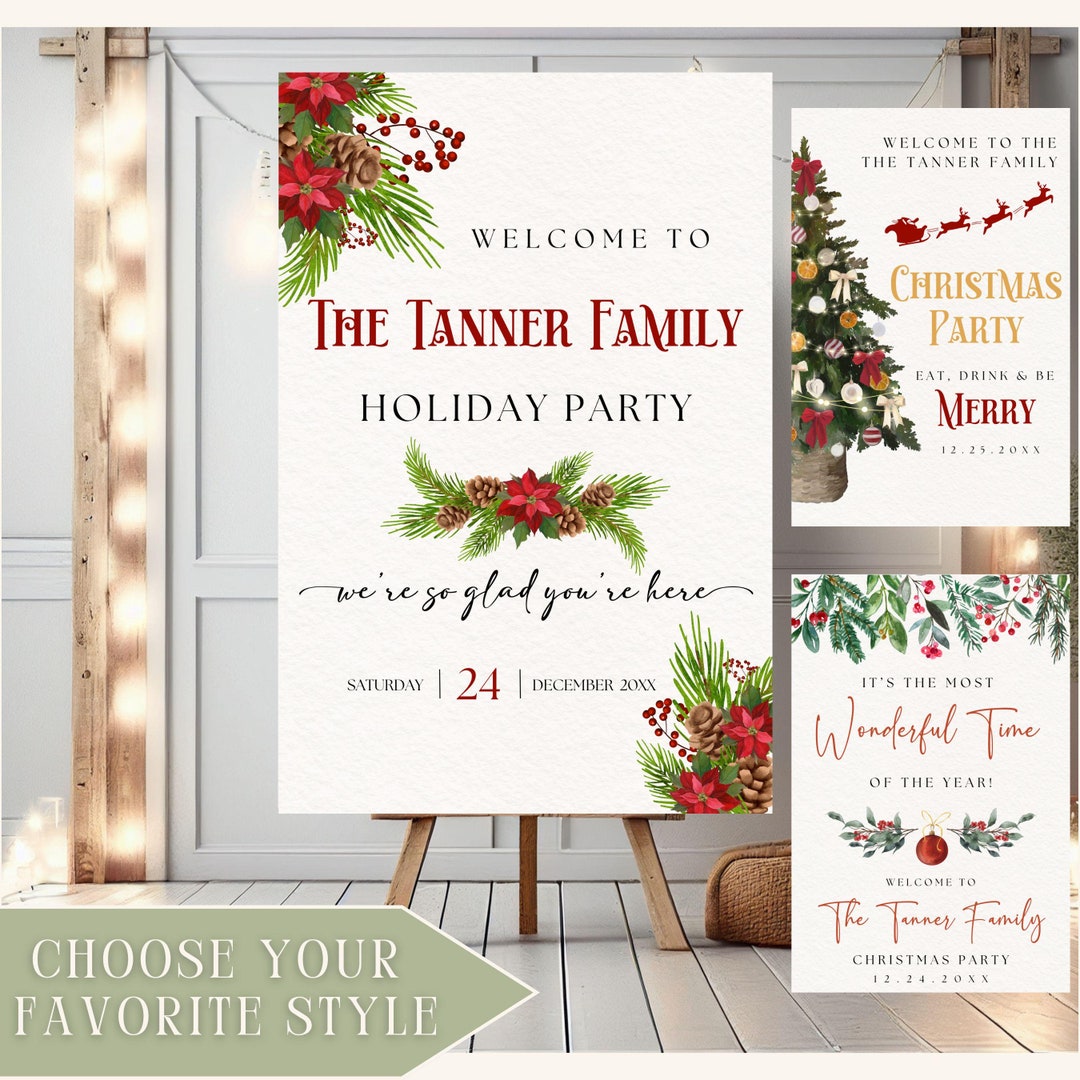 Custom Christmas Party Welcome Sign Christmas Family Holiday Party ...
