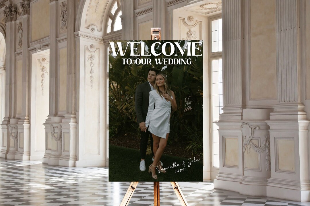 Wedding Welcome Sign Custom Photo Elegant Welcome Sign for Wedding ...