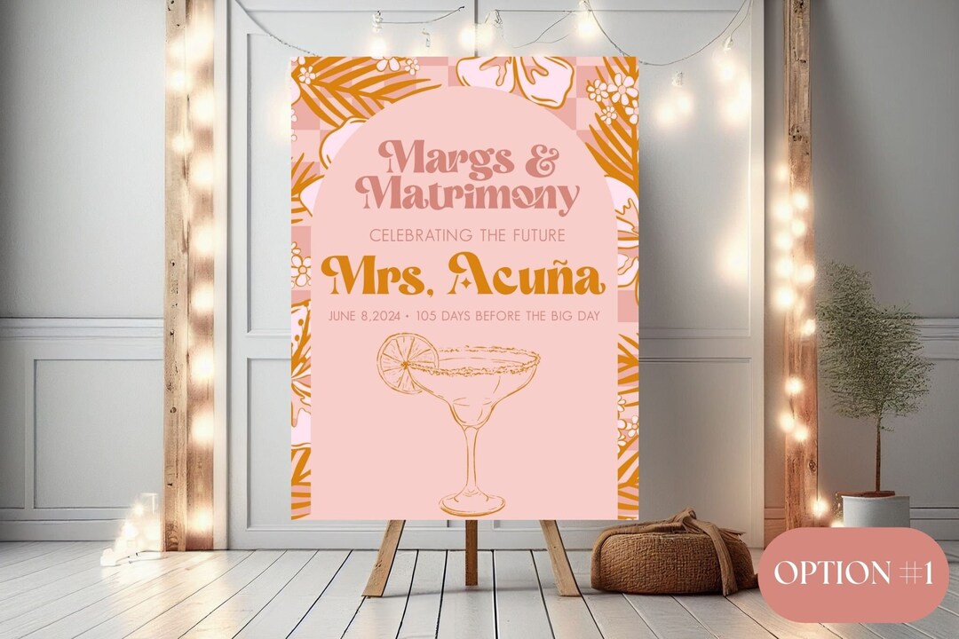Custom Bridal Shower Sign Margs and Matrimony Bridal Shower Welcome ...