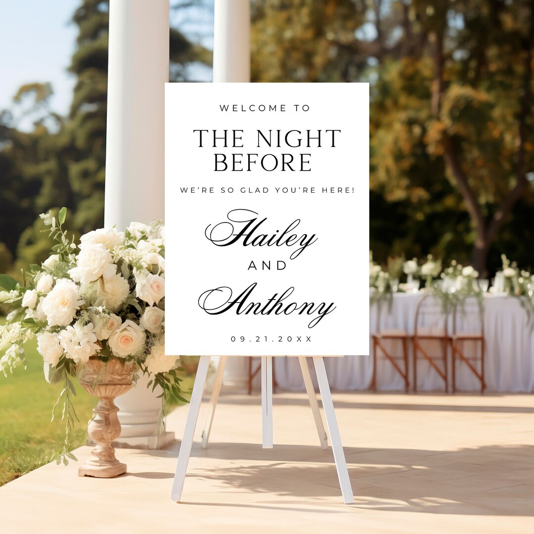 The Night Before Custom Welcome Sign Custom Rehearsal Dinner Welcome ...