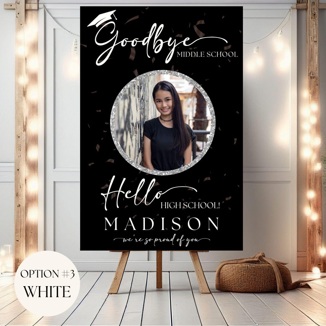 Middle School Graduation Welcome Party Sign Jr. High Custom Photo Grad ...