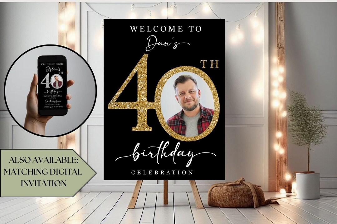 Custom 40th Birthday Party Welcome Sign 40th Birthday Celebration 40th ...