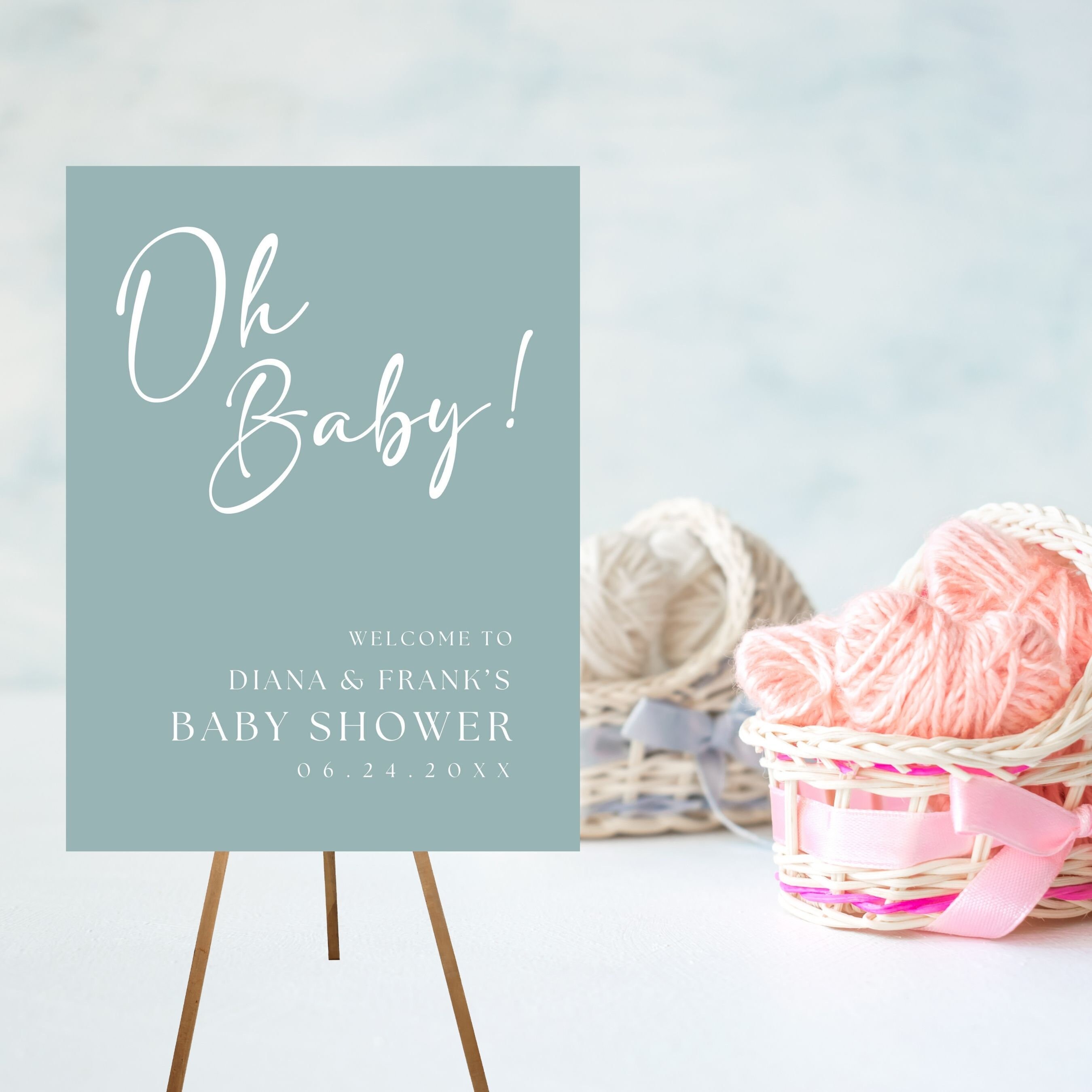 Baby Shower Welcome Sign Oh Baby Custom Baby Shower Sign Gender Neutral ...