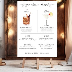 Signature Cocktail Menu Custom Signs for Weddings Customized Cocktail ...
