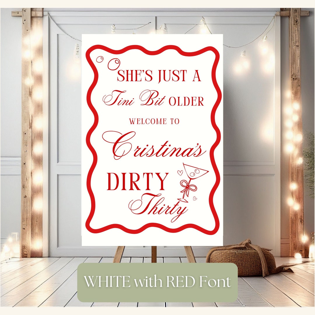 Dirty Thirty Birthday Party Welcome Sign 30th Birthday Celebration Sign ...