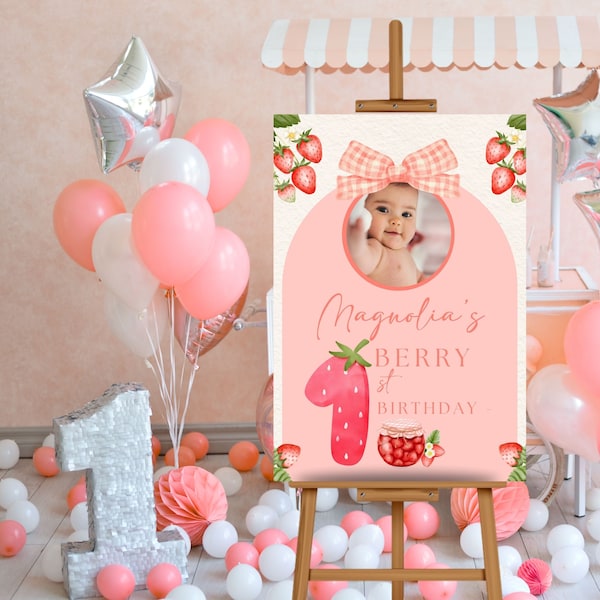 Personalized Berry First Birthday Welcome Sign - Etsy