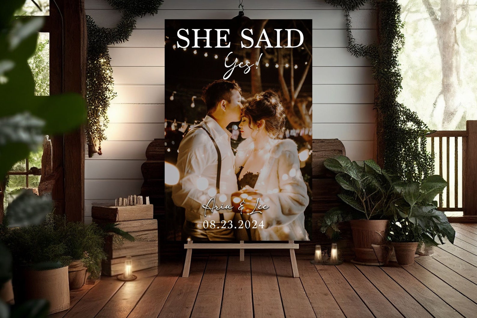 She Said Yes Engagement Party Welcome Sign Custom Photo Welcome Sign ...