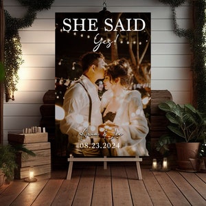 She Said Yes Engagement Party Welcome Sign Custom Photo Welcome Sign ...