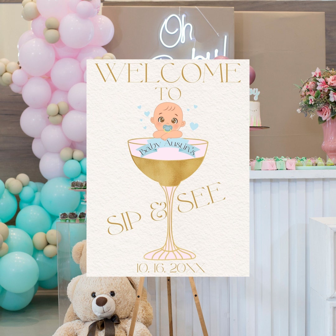 Sip and See Welcome Sign Sip & See Party Sign Baby Girl Shower Party ...