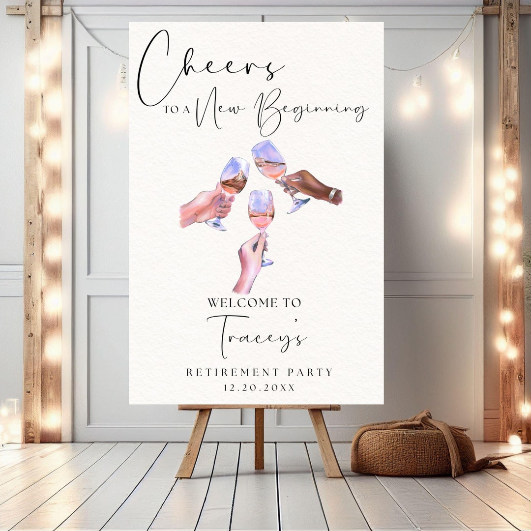 Cheers Retirement Welcome Sign Farewell Retirement Party Entrance Sign ...