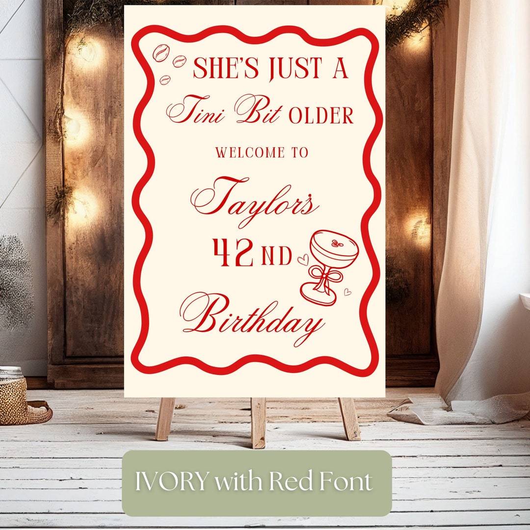 Tini Bit Older Birthday Party Welcome Sign Martini Birthday Celebration ...