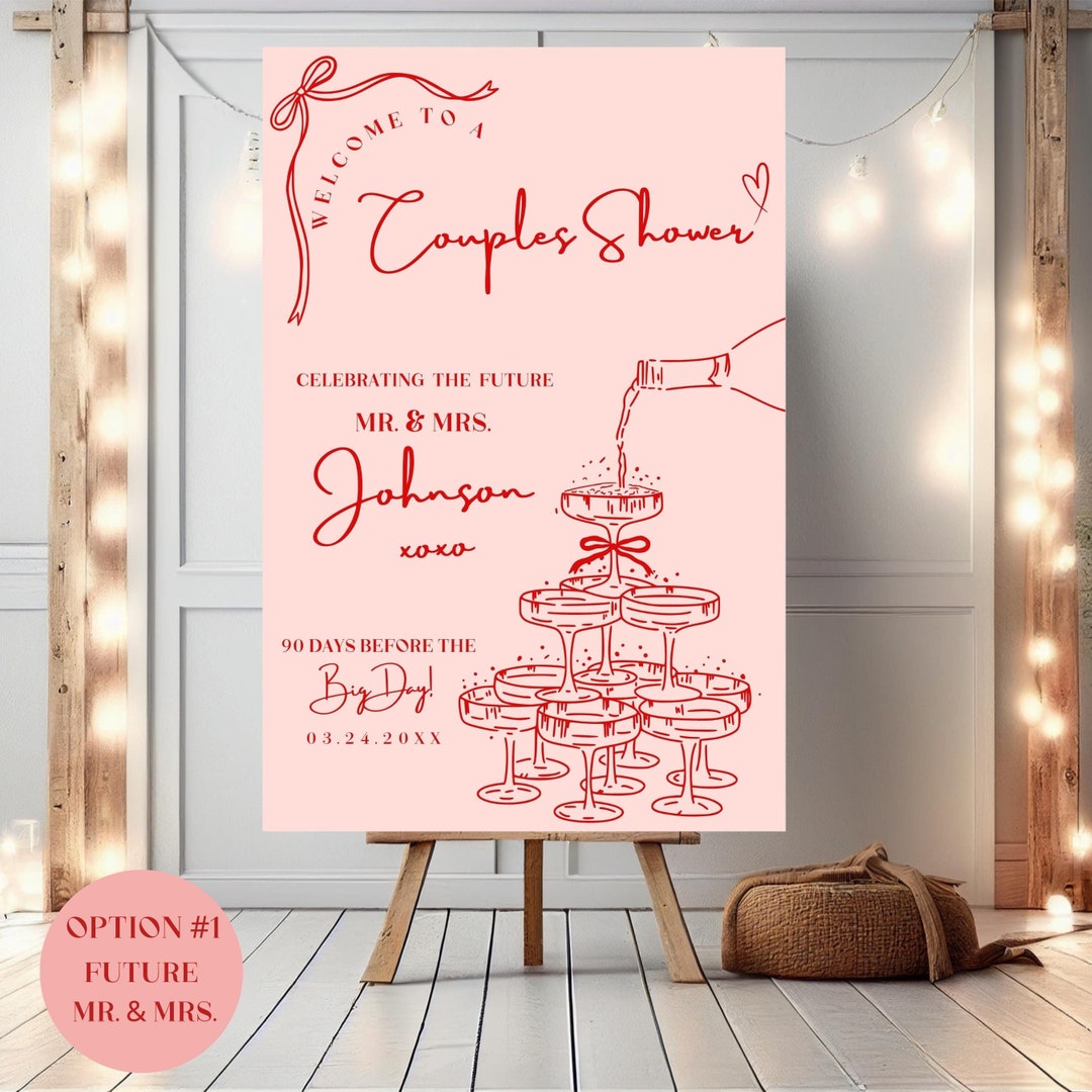 Couples Shower Welcome Sign Coquette Wedding Shower Entrance Sign ...