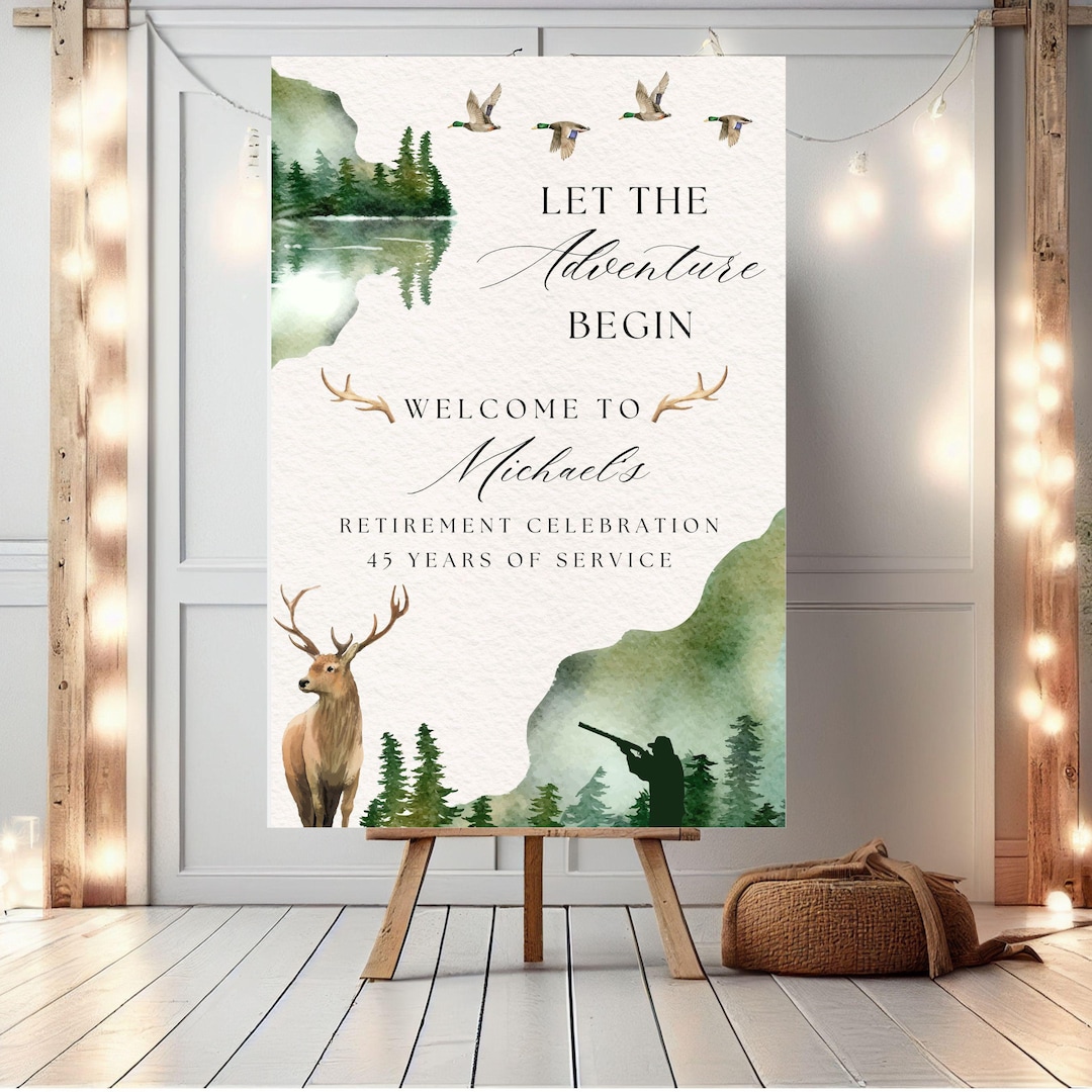 Hunting Retirement Welcome Sign Retirement Party Hunter Retirement ...