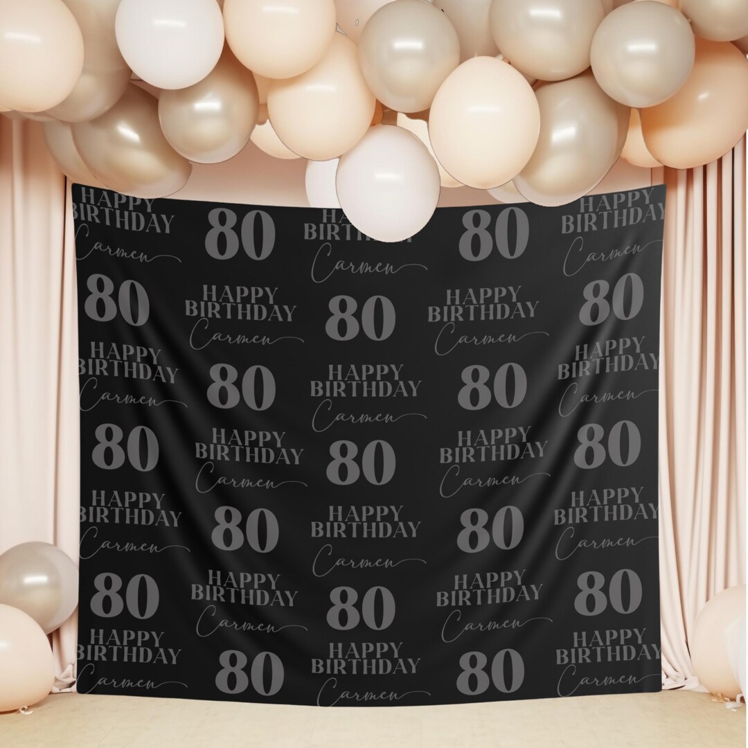 80th Birthday Party Backdrop Personalized 80th Birthday Backdrop Sign ...
