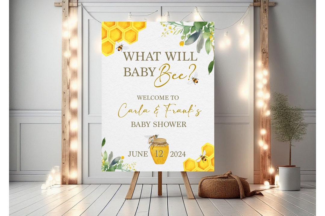 Baby Shower Welcome Sign Bee Theme Custom Baby Shower Welcome Sign Baby ...