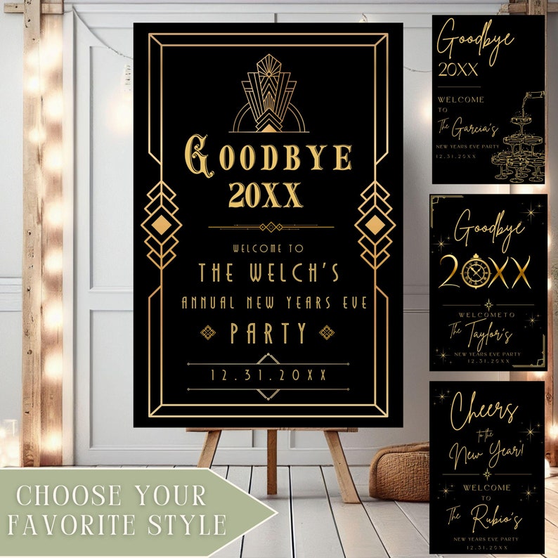 Elegant New Years Eve Party Welcome Sign New Years Party Sign New Years ...