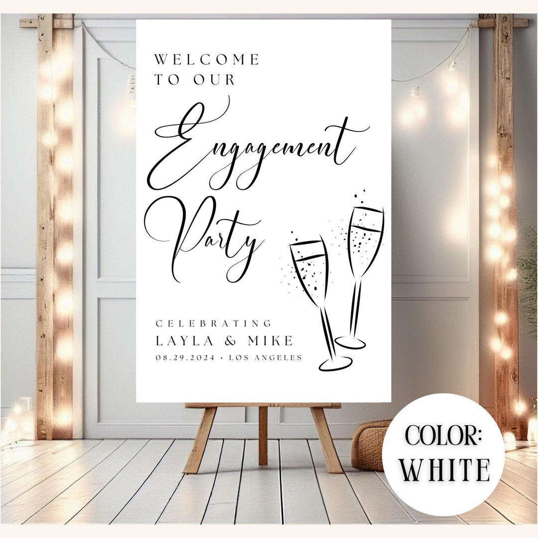 Engagement Party Welcome Sign Custom Engagement Entrance Party Sign ...
