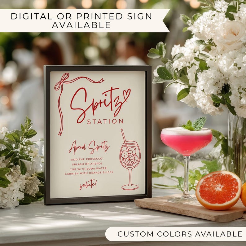 Bow Spritz Bar Sign | Custom Spritz Station Sign | Italian Bridal ...