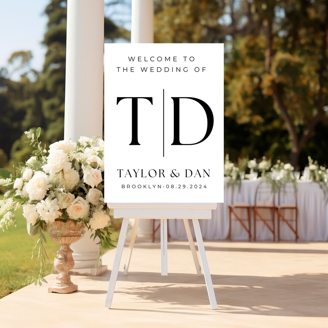 Minimalist Wedding Welcome Sign Custom Elegant Welcome Sign for Wedding ...