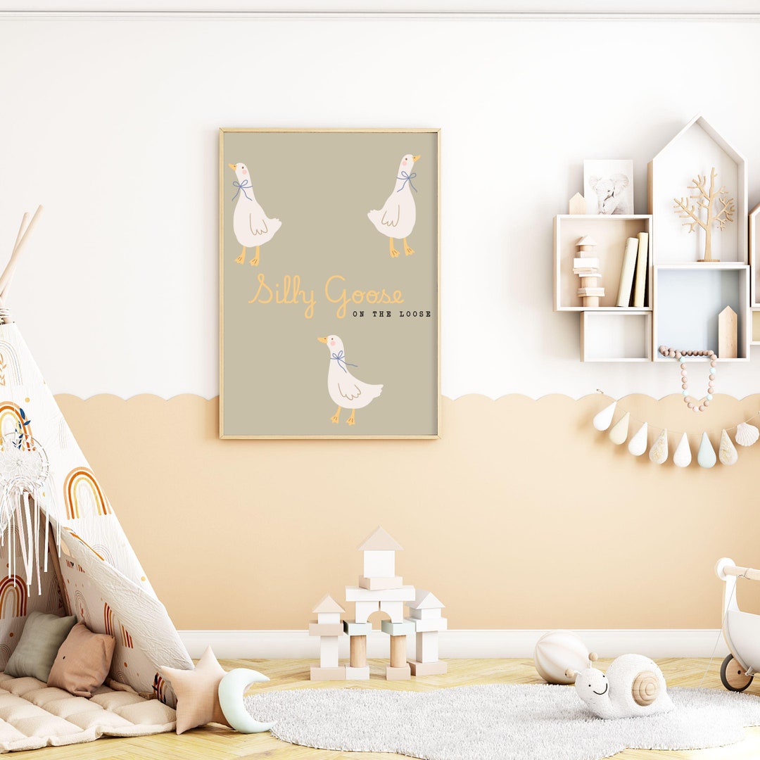 Silly Goose Nursery Print Nursery Goose Nursery Wall Art Goose Kids ...