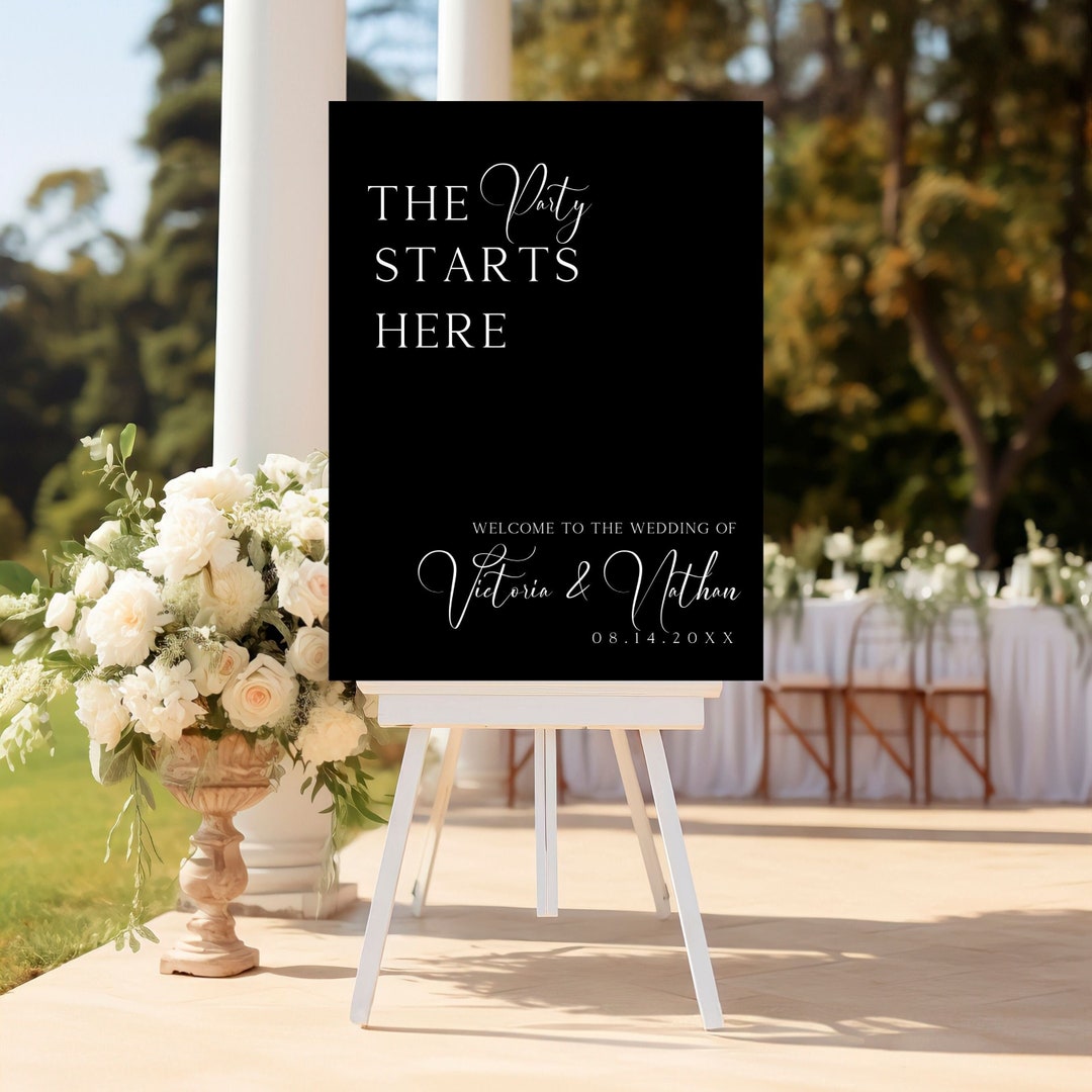 Wedding Reception Sign the Party Starts Here Custom Wedding Ceremony ...
