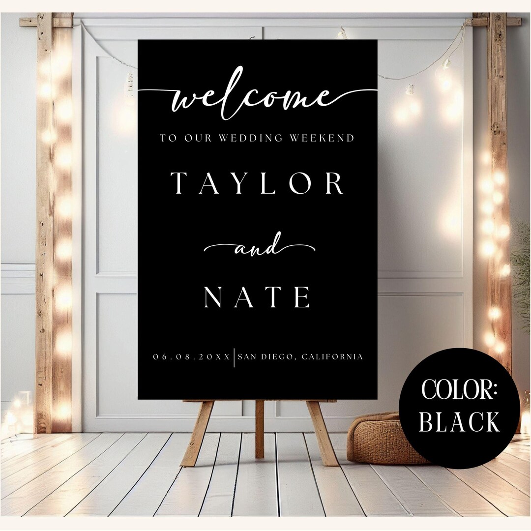 Wedding Weekend Wedding Welcome Party Sign Custom Welcome Sign Elegant ...