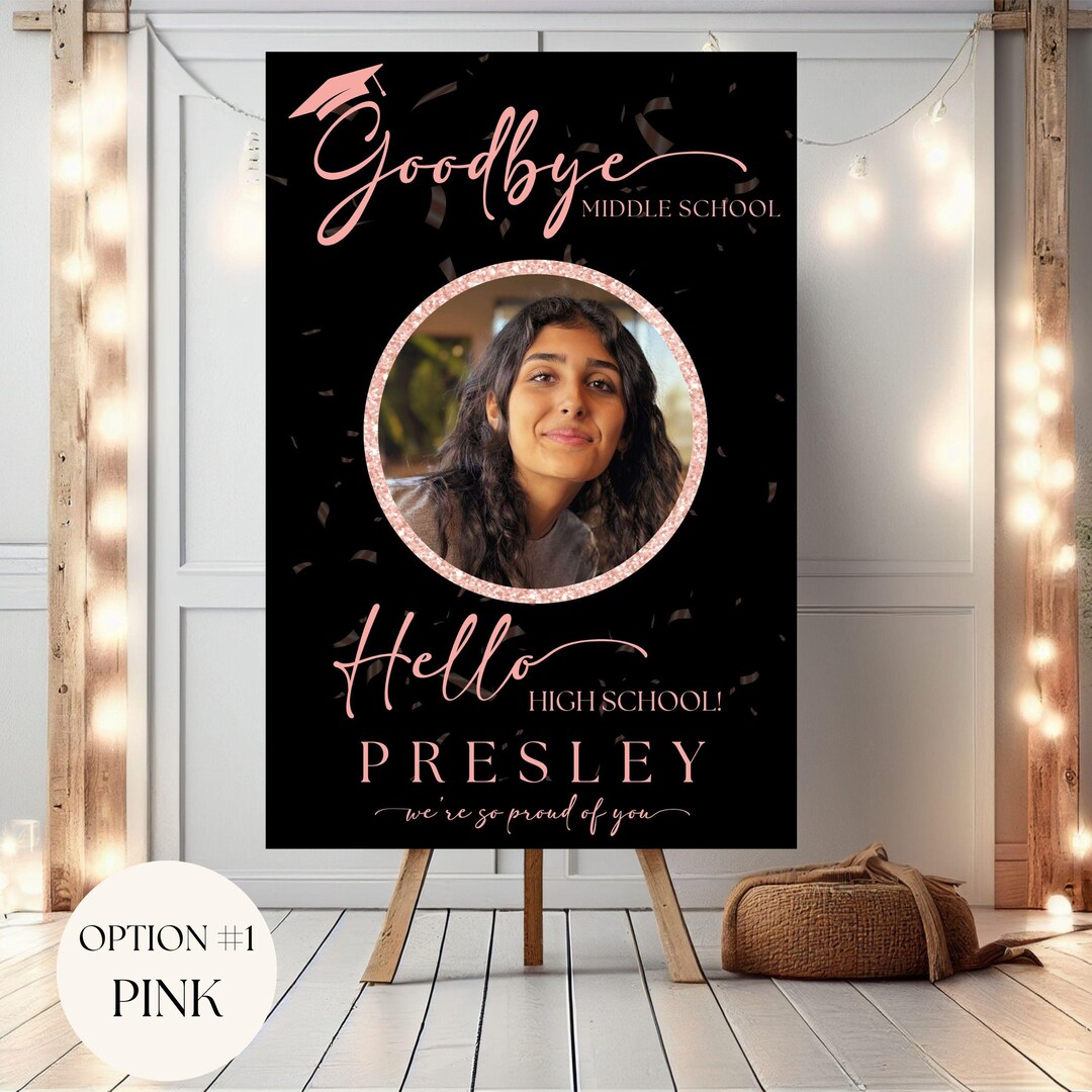Custom Photo Graduation Welcome Sign | Middle School Grad Decor - Etsy