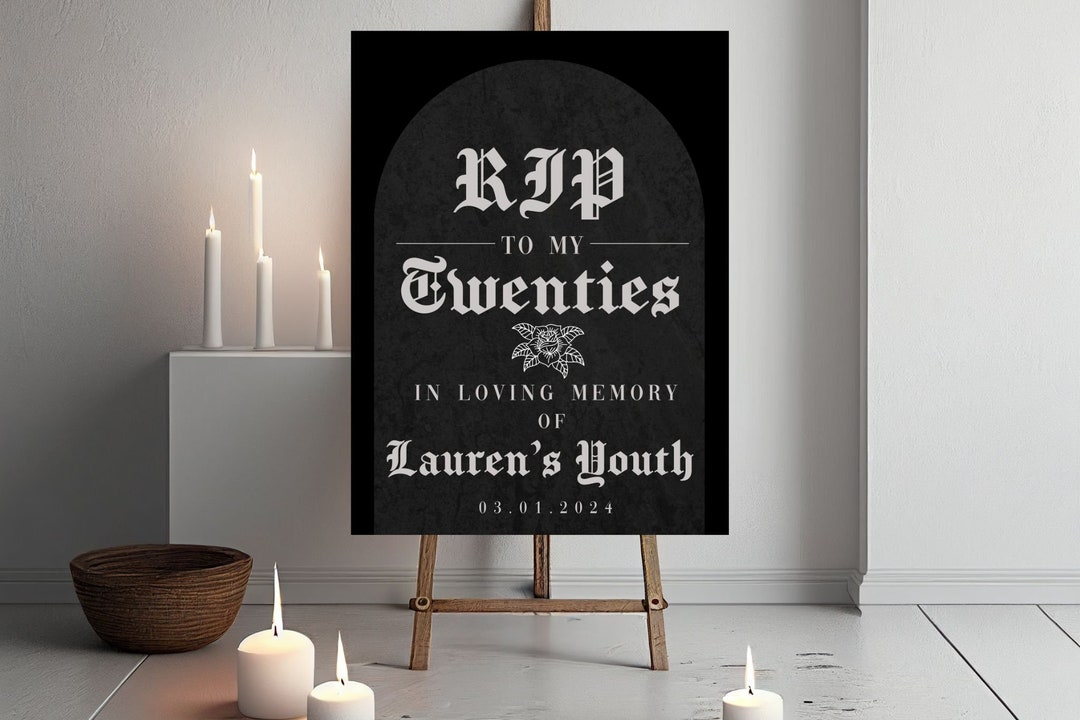 Rest in Peace 20s Birthday Sign RIP 20s Party Welcome Sign in Loving ...
