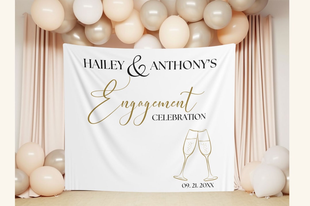 Custom Engagement Party Backdrop Engagement Celebration Backdrop Custom ...