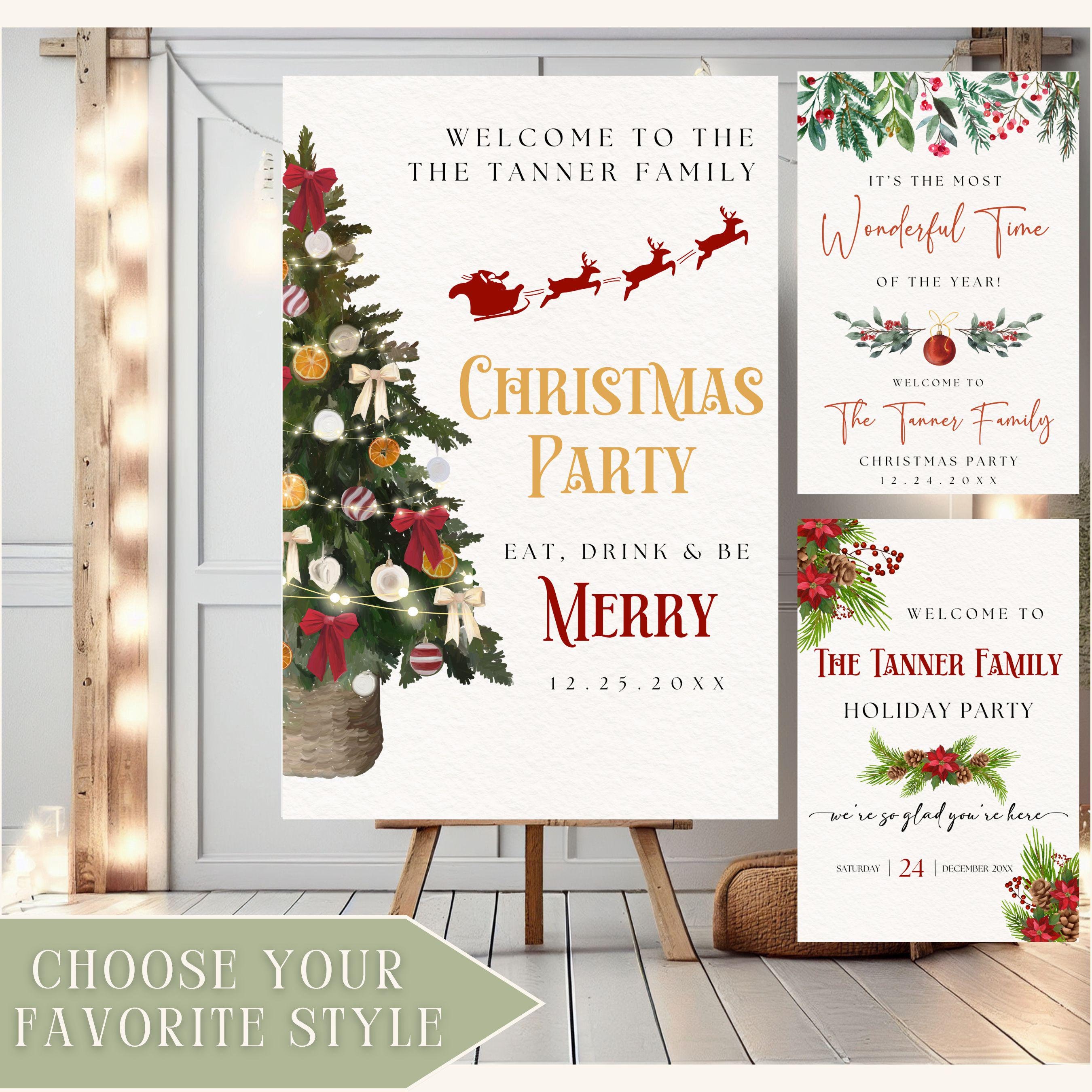 Christmas Party Welcome Sign Custom Christmas Family Holiday Party ...