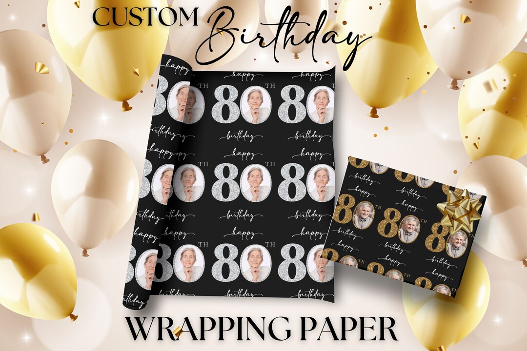 Custom 80th Birthday Wrapping Paper 80th Birthday Gift Wrap for 80th ...