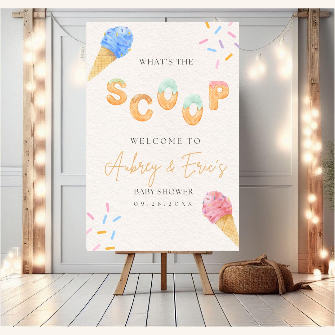 Baby Shower Welcome Sign Whats the Scoop Custom Baby Shower Welcome ...