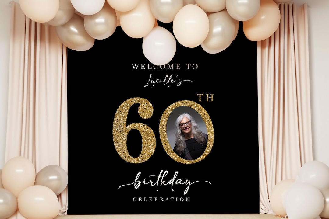 Custom 60th Birthday Backdrop Welcome Party Tapestry 60th Birthday ...