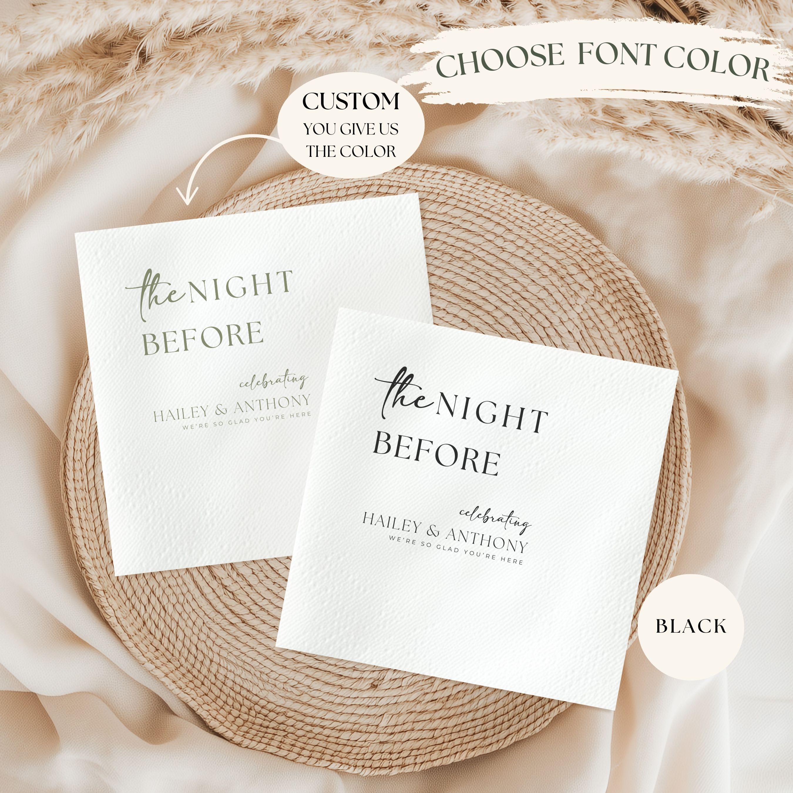 The Night Before Custom Napkins Personalized Rehearsal Dinner Napkins ...