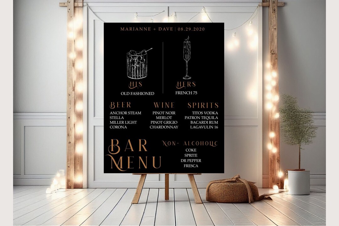 Custom Signature Cocktail Menu Custom Signs for Weddings Customized ...