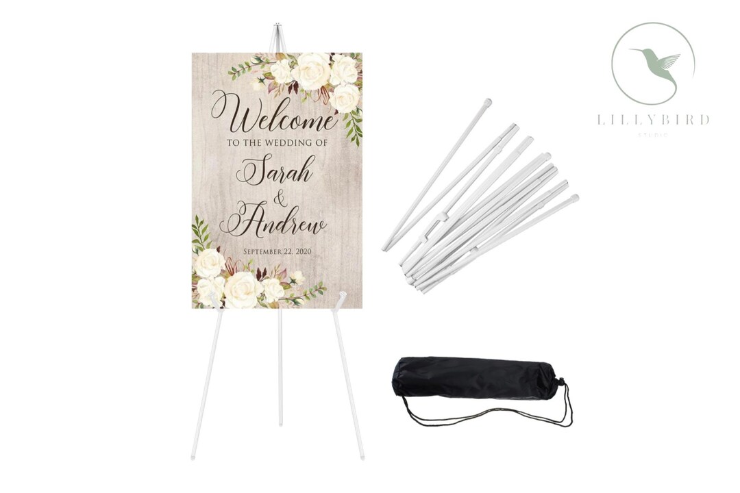 Large White Metal Easel Stand 66 Sign Tripod for Weddings Stand ...