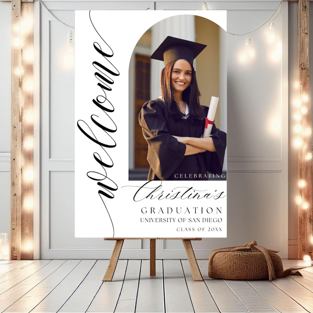Graduation Party Welcome Sign Custom Photo Grad Party Sign Personalized ...