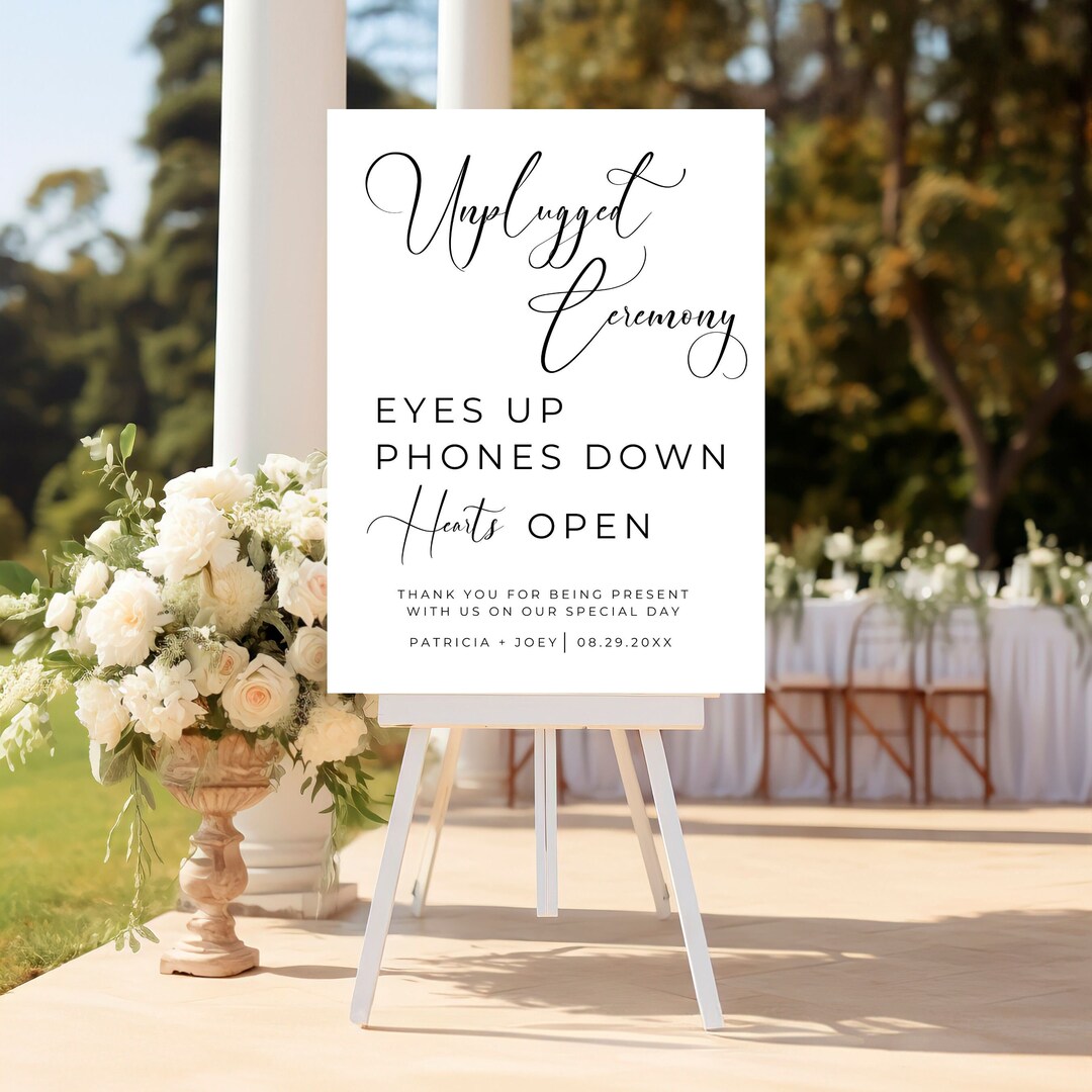 Wedding Unplugged Ceremony Sign Custom Wedding Ceremony Welcome Sign ...